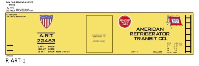 AMERICAN REFRIGERATOR TRANSIT REEFER CAR GRAPHICS