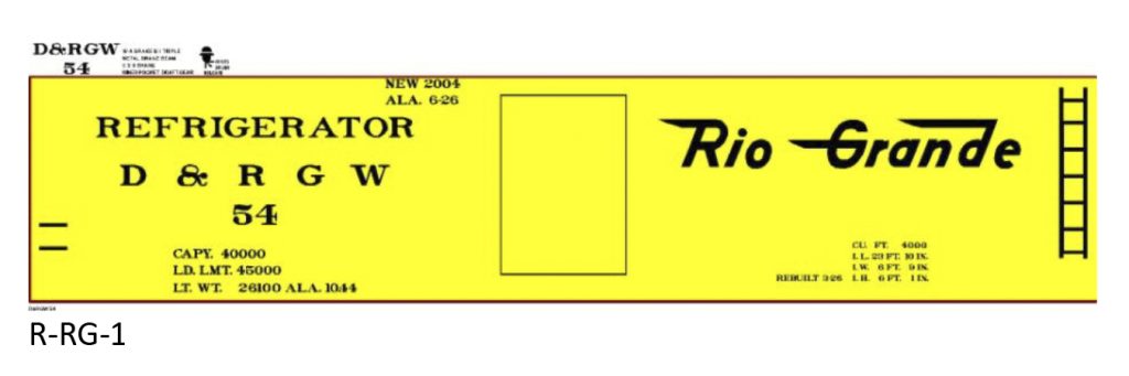 RIO GRANDE REEFER CAR GRAPHICS