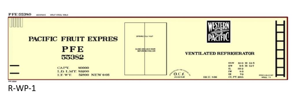 WESTERN PACIFIC FRUIT EXPRESS REEFER CAR GRAPHICS