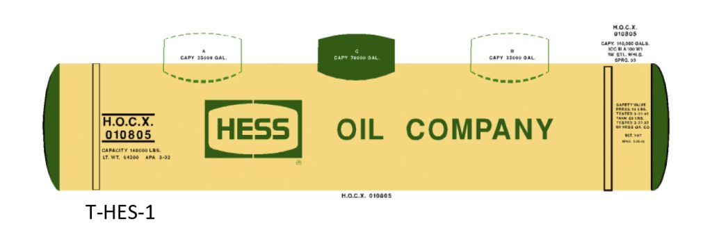HESS OIL COMPANY TANK CAR GRAPHICS